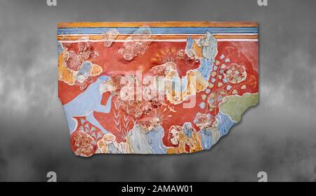 Minoan 'Blue Monkey' wall art fresco from the 'House of Frescoes ...