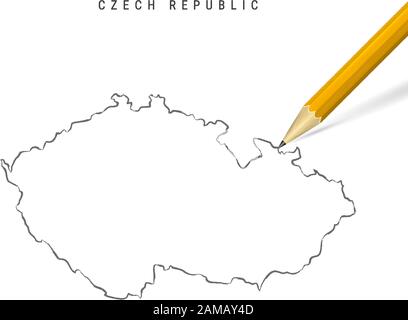 Czechia map outline - smooth country shape map vector. Czech Republic ...