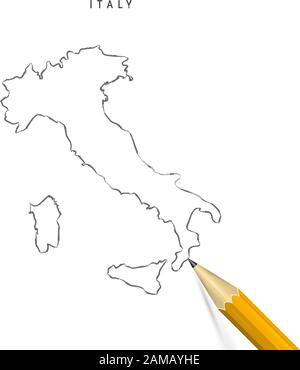 Italy - pencil scribble sketch silhouette map of country area with ...