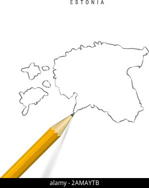 Hand drawn doodle Estonia map. Estonian city names lettering and ...