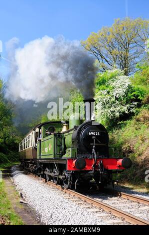Class J72 0-6-0 tank locomotive No 69023 with observation coach, at ...