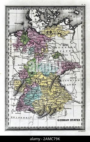 Map of the German Empire with Berlin and Hamburg Stock Photo - Alamy