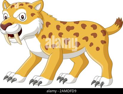 Illustration of a saber tooth tiger or sabre-tooth cat with long ...