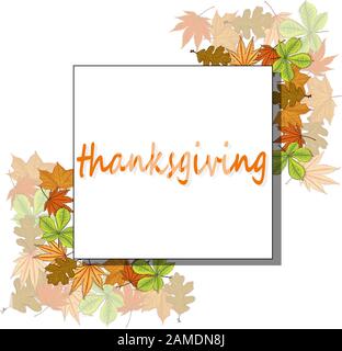 Happy Thanksgiving script with pumpkins and leaves vector illustration ...