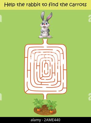 Maze game for children: Help rabbit get to the carrot Stock Vector Art ...