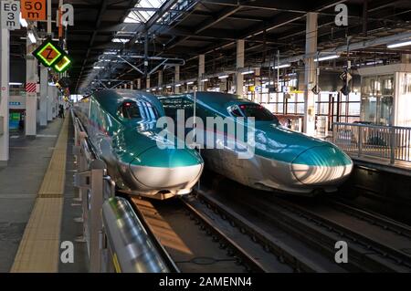 E5 Series Shinkansen bullet train in Morioka JR railway station, Japan ...