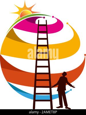 man support ladder logo Stock Photo - Alamy