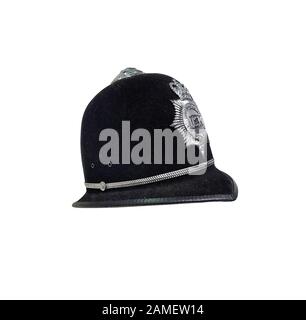 London Metropolitan Police Bobby helmet and British Flag Stock Photo ...