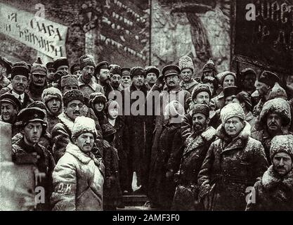 Leon Trotsky, Vladimir Lenin and Lev Kamenev (from left to right), May ...