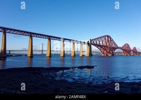 The Forth Rail Bridge seen from near Dunfermline, Fife, Scotland Stock ...