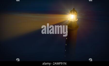 Lighthouse with shining light Stock Photo - Alamy