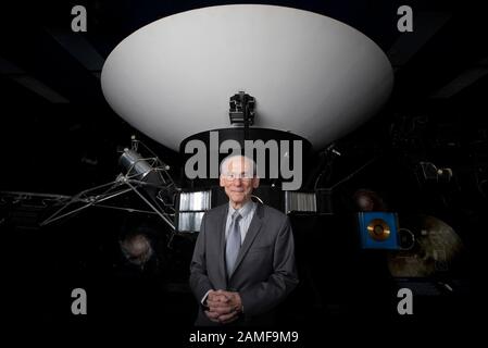Dr. Ed Stone at JPL in California with a model of the Voyger spacecraft ...