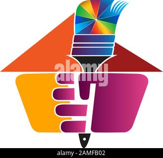 hand paint brush logo Stock Photo - Alamy
