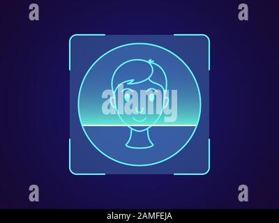 Facial recognition app icon. Face scan. UI/UX user interface. Emotion ...