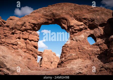 A dramatic view of Turret Arch,Arches National Park,Moab,Utah Stock ...