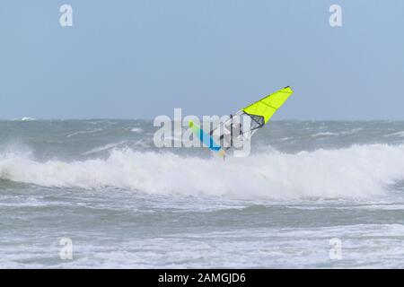 Breaking Wave with surfer, Vorupor, Nationalpark Thy, Thisted, North ...