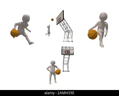3D Rendering Basketball Player on White Stock Photo - Alamy