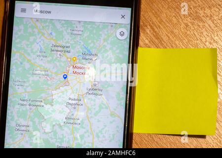 Moscow map. Map of Moscow on Google Maps under a magnifying glass ...