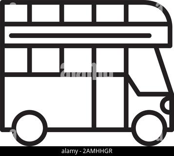 Double decker bus linear icon. Thin line illustration. Bus with two ...