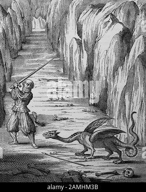 Line art drawing illustration of a medieval shepherd sheepherder or ...