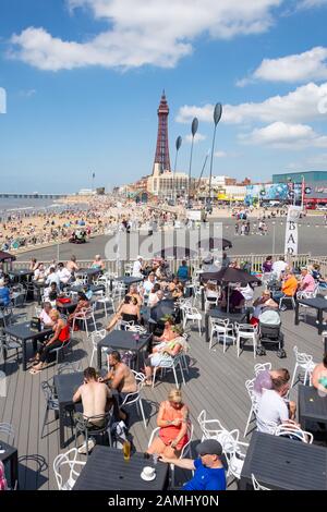 Terrace Bar overlooking Blackpool Beach, Blackpool, Lancashire, England ...