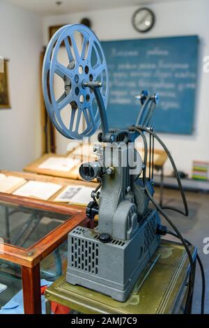 Old fashioned film projector in a soviet communist era classroom Stock ...
