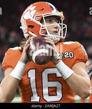 Clemson quarterback Trevor Lawrence warms up before the Sugar Bowl NCAA ...