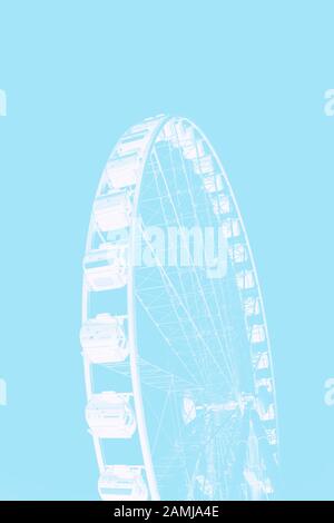 White ferris wheel on a light pale blue color background Stock Photo ...