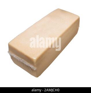 Block of Swiss medium-hard yellow cheese emmental or emmentaler with ...