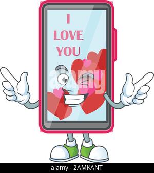 happy valentines day smartphone with eye and heart Stock Vector Image ...