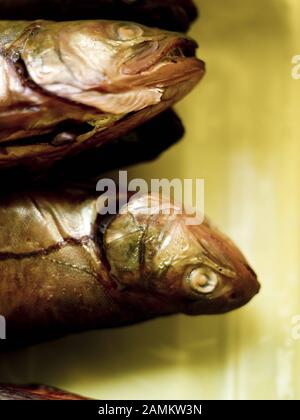 Smoked fish, caught by Simon Rauch, a fisherman on the Ammersee ...