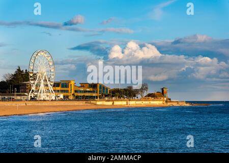 EXMOUTH, DEVON, UK - 3APR2019: The Big Beach Bus is an open-top bus ...