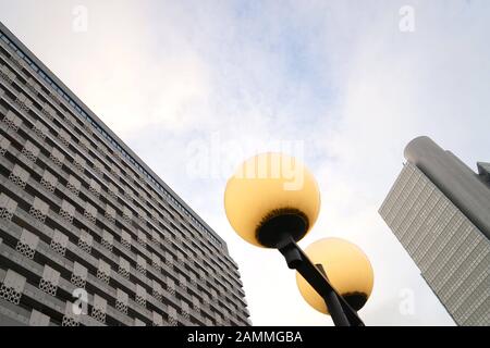The striking facade structure of the Arabella House in Munich is ...