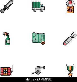 War map icons set. Military strategy symbols Stock Vector Image & Art ...