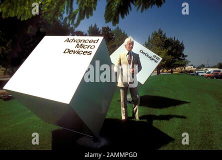 Jerry Sanders CEO of AMD(Advanced Micro Devices) ouside the company HQ ...