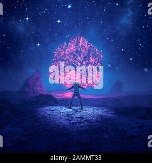 The black monolith and astronaut Stock Photo - Alamy