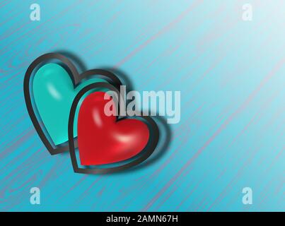 Valentine color romantic card with two cats and brush lettering saing I ...