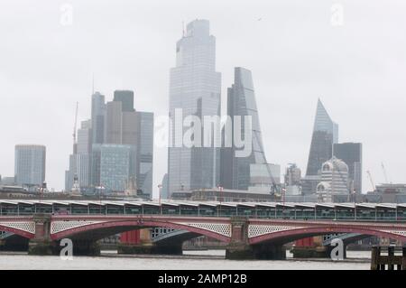 London, UK, 14 January 2020 Wet and windy weather in London as storm ...