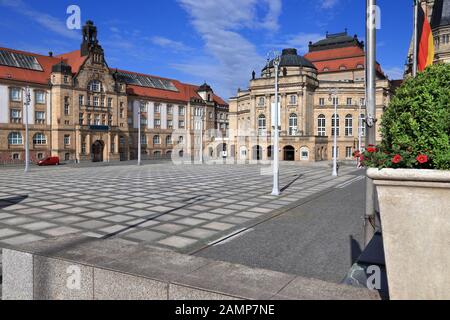 Chemnitz, Germany, Theaterplatz (Theater square) at the town center ...