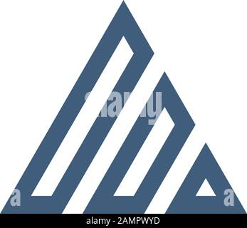 Geometrical triangle or arrow in three parts logo design. Technology business identity concept ...
