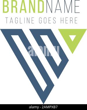 Geometrical triangle or arrow in three parts logo design. Technology business identity concept ...