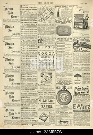Page of Victorian newspaper adverts, The Graphic 1884 Stock Photo - Alamy