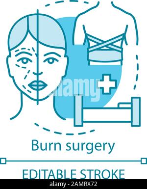 Burn surgery concept icon. Burn and wound treatment idea thin line ...