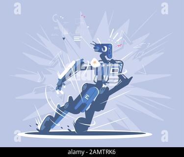 Robot Cop. Policeman Cyborg. Officer Police robotic man Future. Vector ...