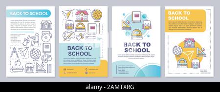 School uniform article page vector template. Pupils fashion. Brochure ...