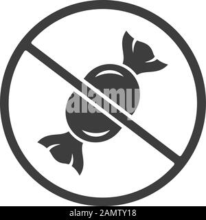 No sweets and candies prohibition sign isolated on white background ...