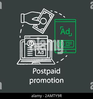 Postpaid promotion concept icon. PPC channel idea thin line ...