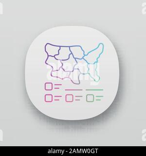 Cartogram linear icon. Diagram. USA map with statistics. Geographical ...