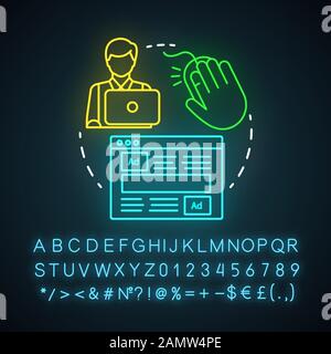 Digital marketing analyst neon light icon. SMM metrics specialty idea ...