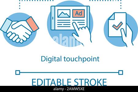 Touchpoint line icon. Click here sign. Continuous line with curl. Vector Stock Vector Image ...